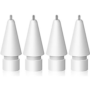 MEKO 4 Pack Upgraded 0.72mm Fine Ponit Precise Replacement Tips for Apple Pencil 1st/2nd Generation & Logitech Crayon, Wear-Resisting Pen Nibs for iPad Pro/Air/Mini Pencil - White