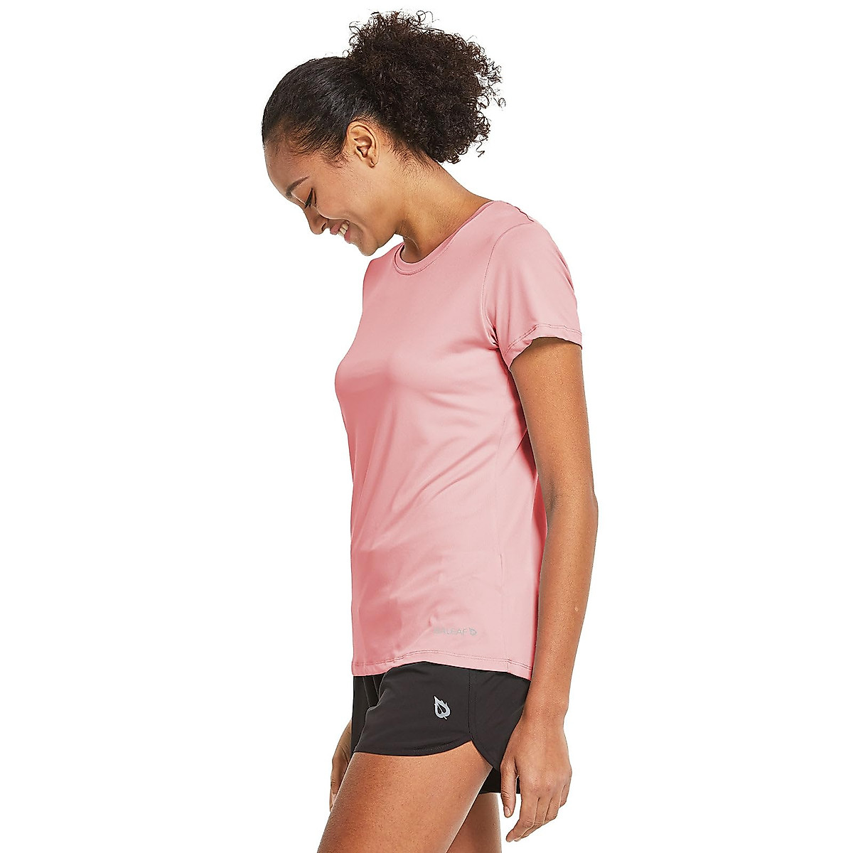 BALEAF Women's Short Sleeve Running Workout Shirts Athletic Tops Lightweight Quick Dry Training Yoga Crewneck Pink L