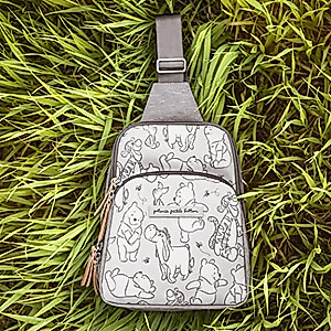 Petunia Pickle Bottom Criss-Cross Sling Bag - Stylish Sling Bag for Women and Men - Adjustable Straps to Custom-Fit - Spacious Main Pocket - Disney’s Playful Pooh