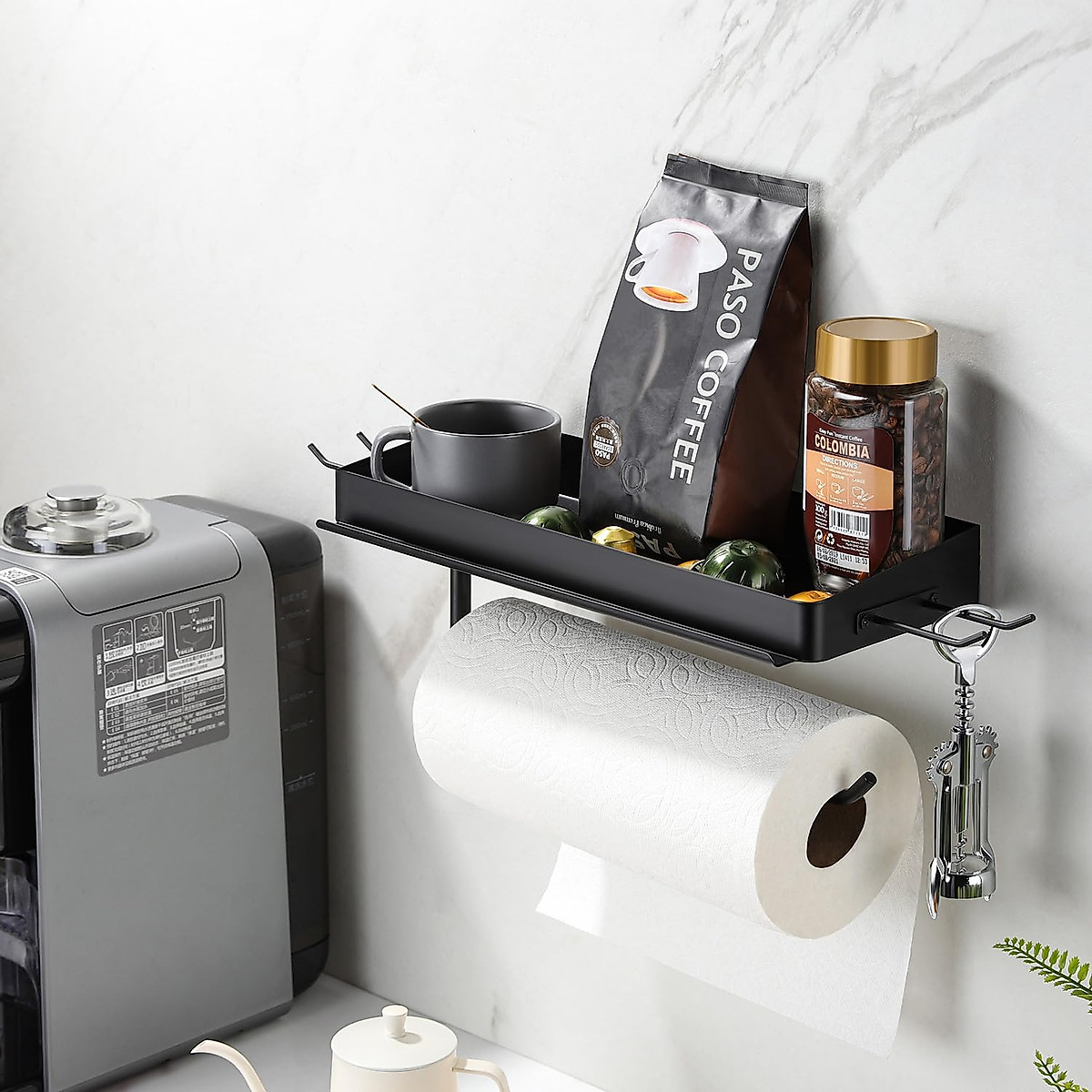 Taozun Self Adhesive Paper Towel Holder - Under Cabinet Paper Towel Rack for Kitchen, SUS304 Brushed Stainless Steel (No Drilling)