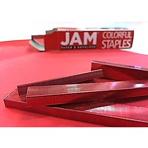 JAM PAPER Standard Size Colorful Staples - Ruby Red - 5000/box