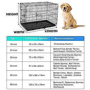 SIGNZWORLD Large Dog Crate, 42-Inch, Black, Foldable, Portable, Secure, Removable Tray, Handle, Suitable for Intermediate Dog Breeds