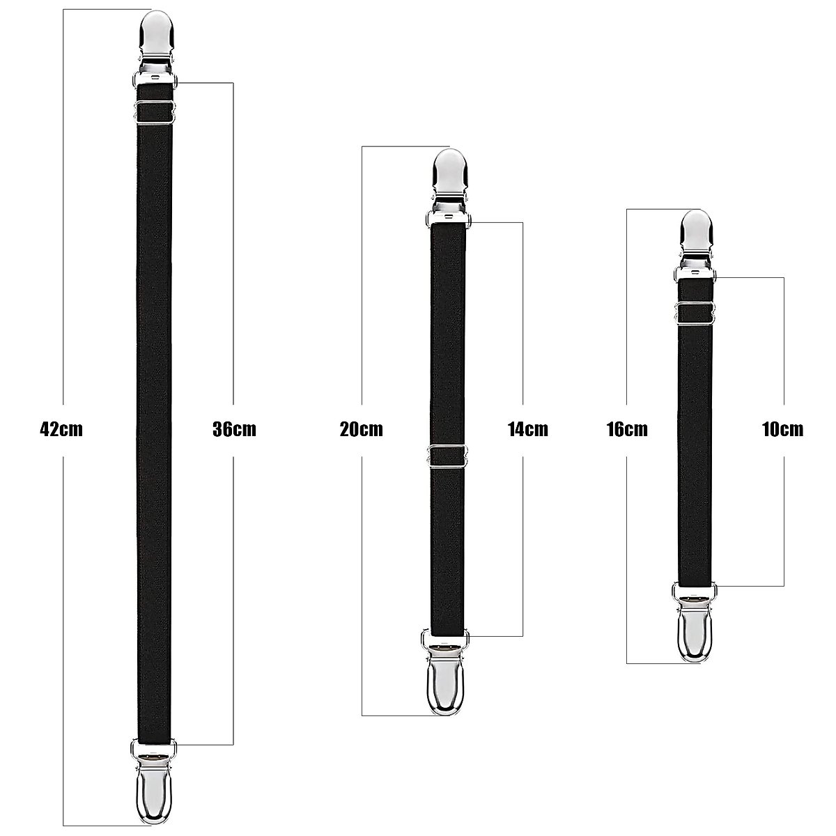 Boao 12 Pcs Bed Sheet Clips Straps Sheet Corner Straps Holder Adjustable Mattress Clips, Elastic Bed Grippers Suspender Fasteners Holder for Home(Black,4-8 Inch Length)
