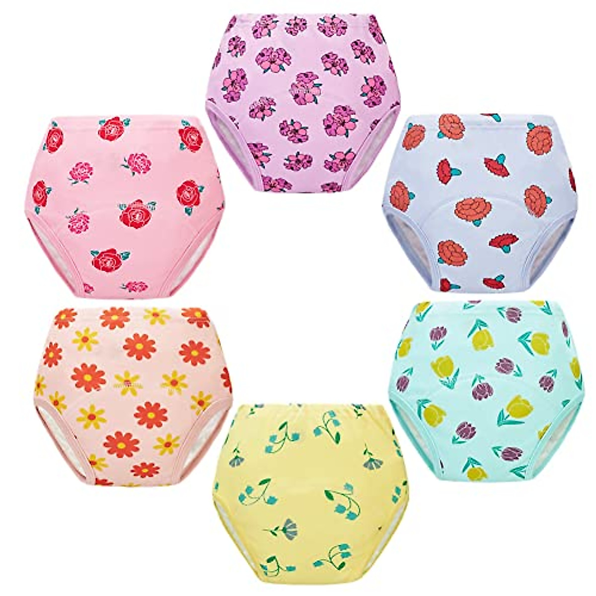 Skhls Training Pants Underwear for Toddler Girls Potty Training Floral Print Multipack, 6 Pack 5T