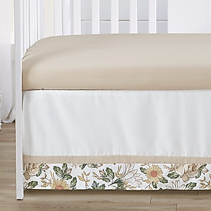 Sweet Jojo Designs Vintage Floral Blue Yellow Baby Girl Nursery Crib Bedding Set - 4 pieces - Slate Green Gold Orange Taupe Beige White Shabby Chic Rose Flower Boho Bohemian Farmhouse Roses Wildflower