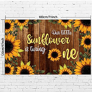 Our Little Sunflower is Turning One Rustic Wood Banner Backdrop Sunflowers Flowers Fall Theme Party Decor Decorations for Autumn Holiday Festival Girls Boys 1st Birthday Party Baby Shower Supplies