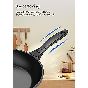 ferlord Nonstick Frying Pan Skillet for Cooking Egg Kitchen Cookware with Durable Non Toxic Non-stick Coatings and Stay-Cool Handle, 12 Inch PFOA Free Large Chef's Omelette Camping Pan