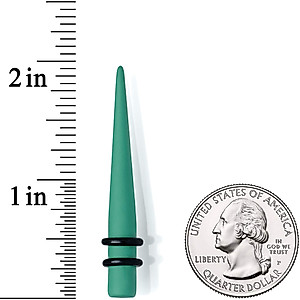 Body Candy 2Pc 2G Womens Ear Expanders Green Matte Acrylic Straight Taper Ear Stretching Kit Set of 2 6mm