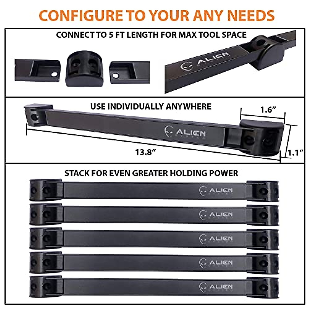 The Cosmic tool organizers and storage rack system – Magnetic tool holder 5 Pack, Mop and broom holder 3 Pack and Power tool organizer to take care of your garage organization needs