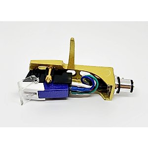 Cartridge and Stylus, needle and Gold Headshell with mounting bolts for Technics SL-D1, SL-D1K, SL-D2, SL-D202, SL-D205, SL-D2K, SL-1400, SL-1401, SL-1410, SL-1500, SL-1510, SL-Q202, SL-Q2K, SL-Q3