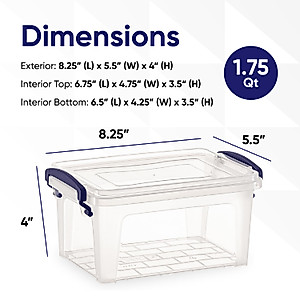 Superio Clear Storage Bins with Lids, Stackable Storage Box with Latches and Handles, Extra Small, 12 Pack 2 Quart