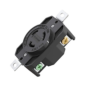 ELEGRP NEMA L5-20R Flush Mounting Locking Receptacle, Twist Lock Socket/Outlet for Generator, 20 Amp 125V 2 Pole 3 Wire Grounding, Industrial Grade Heavy Duty, UL Listed, 1 Pack, Black