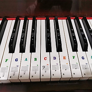 Piano Stickers for Keys, Yalloy Colorful Piano Keyboard Stickers for 88 61 54 49 Full Set Stickers Removable and Transparent, Leaves No Residue, Ideal for Piano Beginners Learning Piano or Keyboard