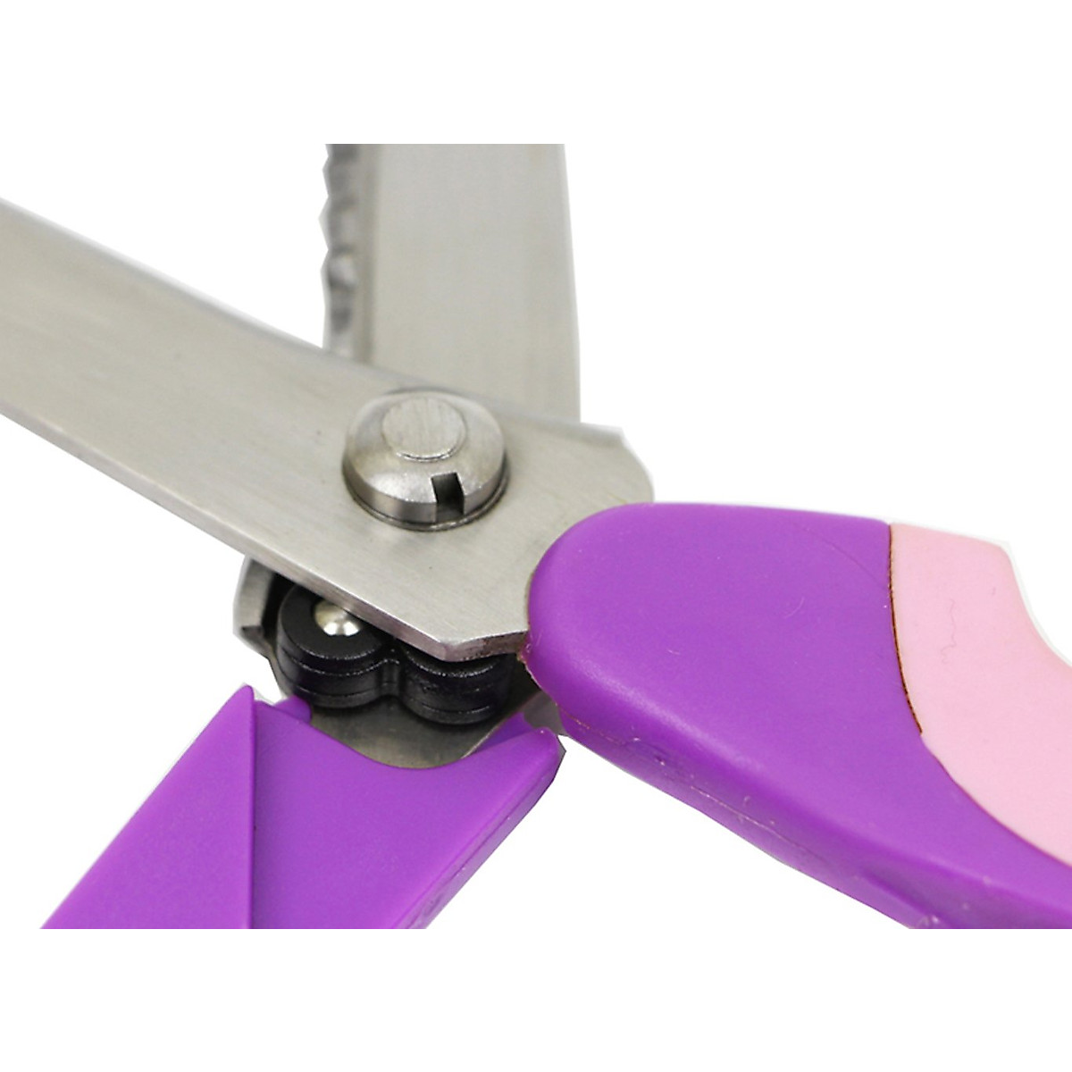 JISTL Professional Stainless Steel Dressmaking Sewing Craft Scissors, 9.3 inches Handled Pinking Shears (Purple)