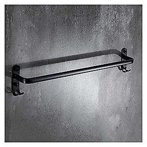 Towel BAR Rack Towel Rack Free Punch European Black Towel Bar Single Rod with Hook Bathroom Room Towel Rack Aluminum Towel Bar