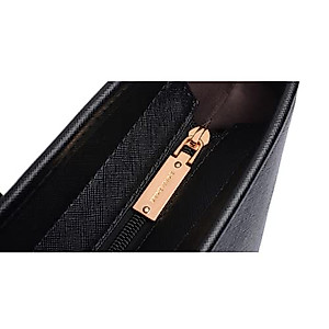 Women's shoulder bag, large capacity vertical zipper open tote bag, women's handbag (Black with white)