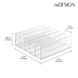 mDesign Plastic Purse Organizer for Bedroom Closet, Shelf Storage - Holds Woman's Purse, Hanging Bag, Zipper Handbag, Tote, Perfect for Space Saving - 5 Sections - Lumiere Collection - 2 Pack - Clear