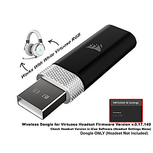 Corsair Virtuoso RGB Replacement Dongle Plug USB Receiver Transceiver Adapter RDA0023 CA-9011186 (Works with White/Silver RGB Virtuoso Wireless Headset Only) (for Headset Version v0.17.149 Only)