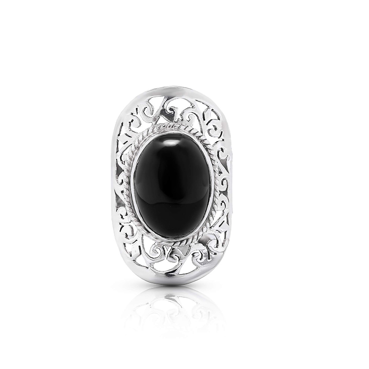 Black Onyx Tribal Vintage Lace Ring 925 Sterling Silver Gipsy Boho Chic (8)