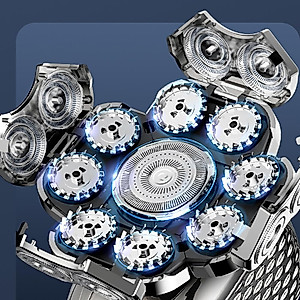 Head Shavers for Bald Men, 6 IN 1 Shaver 9 Blades Multi Grooming Kit Digital Display Electric Shaver Hair Trimmer Beard Rlectric Razor Wet Dry Men Facial Shaving Machine