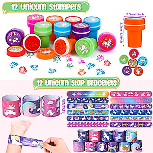 Winrayk 146Pcs Unicorn Party Favors Birthday Supplies Girls Bags Headband Bracelet Stamper Keychain Slap Bracelet Tattoo Sticker Ring, Goodie Bag Stuffers Unicorn Pinata Filler Unicorn Party Supplies