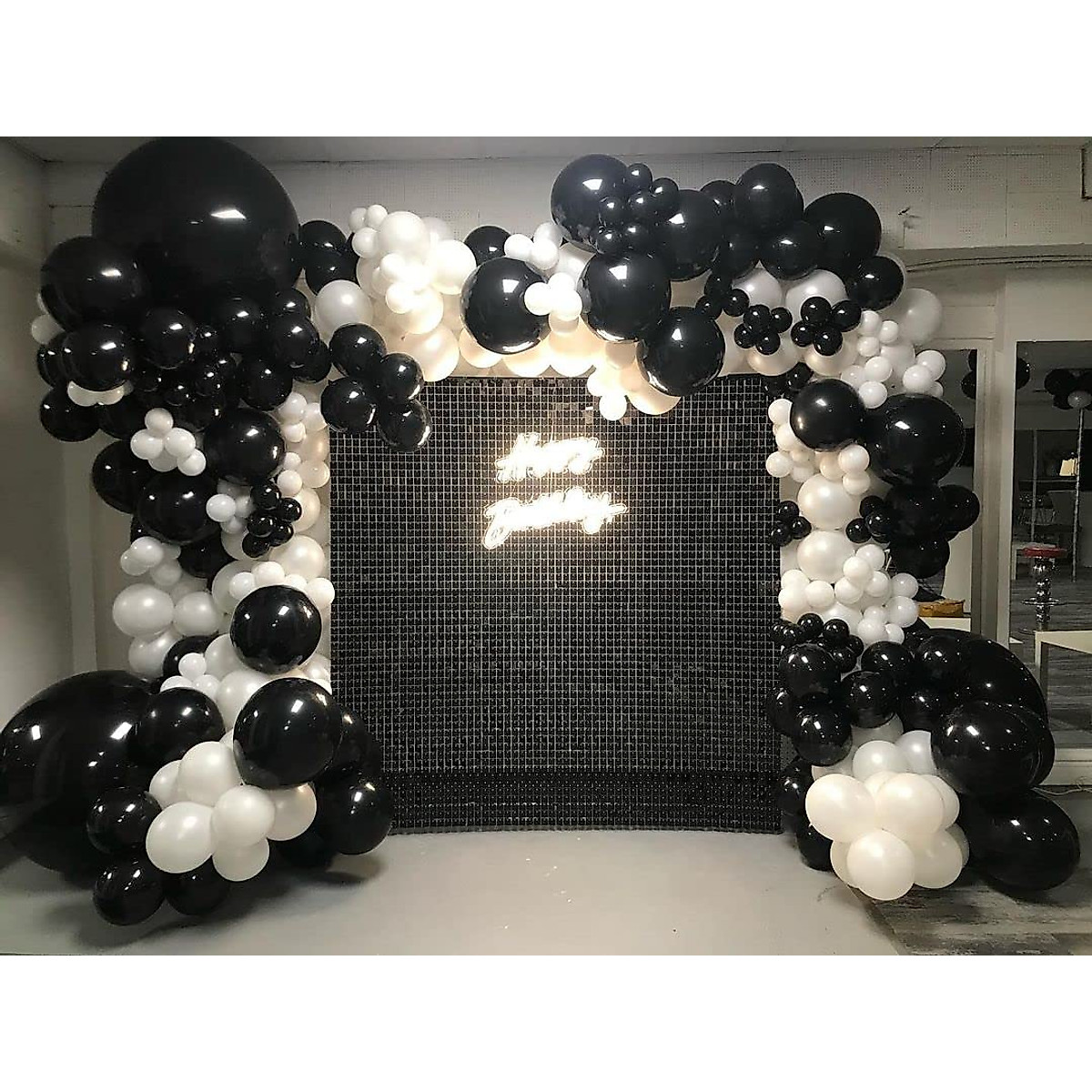 Black and White Balloon Garland Kit, 124Pcs Arch Kit with Confetti White and Black Balloons, Bright Durable Latex Balloons for Birthday, Anniversary, Wedding, Engagement, Graduation, Party Decorations