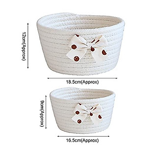 JIDOANCK Simple Hand Woven Cotton Rope Storage Basket, Large Capacity Storage Basket, Used for Mobile Books, Sundries, Cosmetics Beige M