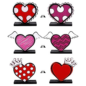 3Pcs Valentines Day Decor Heart Table Decorations Sign, Valentines Day Double-sided Heart Wooden Tiered Tray Decor, Classic Valentines Day Decorations for the Home Table Decor Valentines Day Gifts