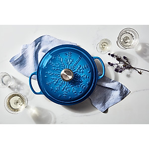 Le Creuset Noel Collection: Signature Cast Iron Braiser Embossed Snowflake w/ Stainless Steel Knob, 2.25 qt., Marseille