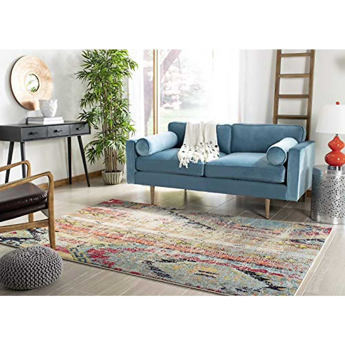 SAFAVIEH Monaco Collection Area Rug - 8' x 10', Multi, Boho Chic Tribal Distressed Design, Non-Shedding & Easy Care, Ideal for High Traffic Areas in Living Room, Bedroom (MNC222F)