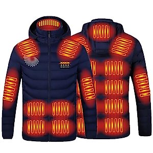 EAUFUM Black Of Friday Deals 2023 Heated Jacket for Men And Women 21 Heating Zones Electric Heating Coat Lightweight Hooded Puffer Coat Cyber Of Monday Deals 2023