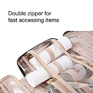 BAGSMART Large Toiletry Bag Travel Bag with Hanging Hook, Water-resistant Makeup Cosmetic Bag Travel Organizer for Accessories, Shampoo, Full Sized Container, Toiletries