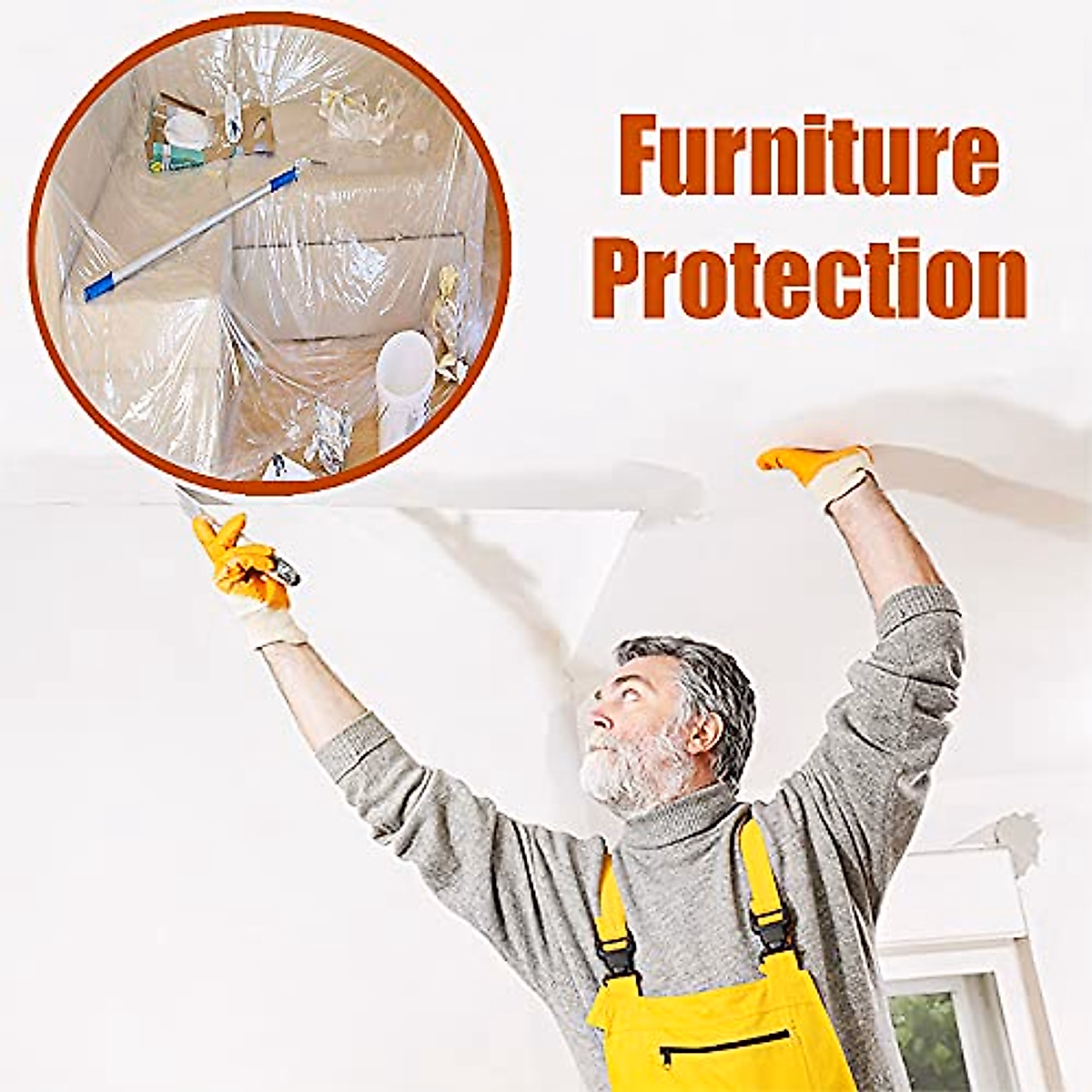 10 Pieces Plastic Drop Sheets for Painting, Waterproof and Dust-Proof Clear Cloth for Furniture Cover, 9x12 Feet Tarps