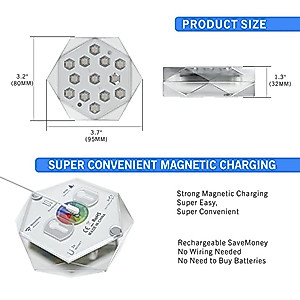 Aygrochy Pool Lights, Rechargeable Submersible Led Lights, Magnetic IP68 Underwater Pond Light with RF Remote and 16 Color Changing(2 Pack)