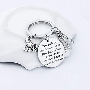 Chef Keychain Gifts Culinary School Gifts Chef Charm Cooking Jewelry Cooking Lover Gift Take Pride in How Far You Have Come (silver)