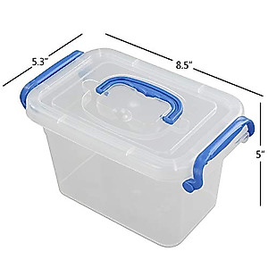 Morcte Mini Plastic Storage Bin, Clear Small Latch Box, 1.5 L, pack of 6