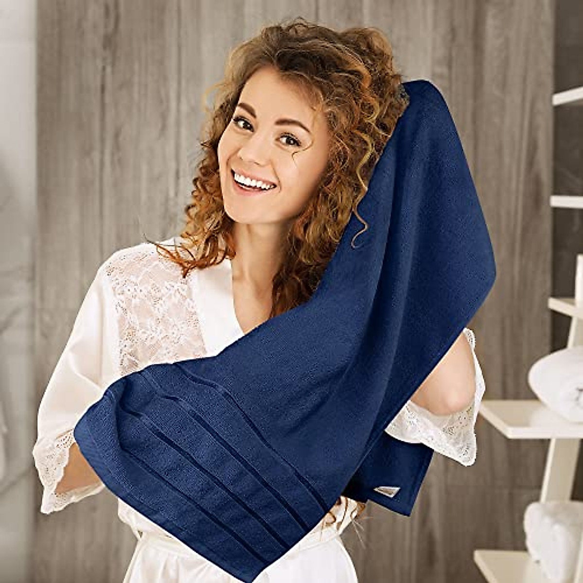 Utopia Towels 4 Pack Premium Viscose Oversized Bath Towels Set, 100% Ring Spun Cotton (27 x 54 Inches) Highly Absorbent, Quick Drying Shower Towels for Bathroom, Spa, Travel and Pool (Navy)