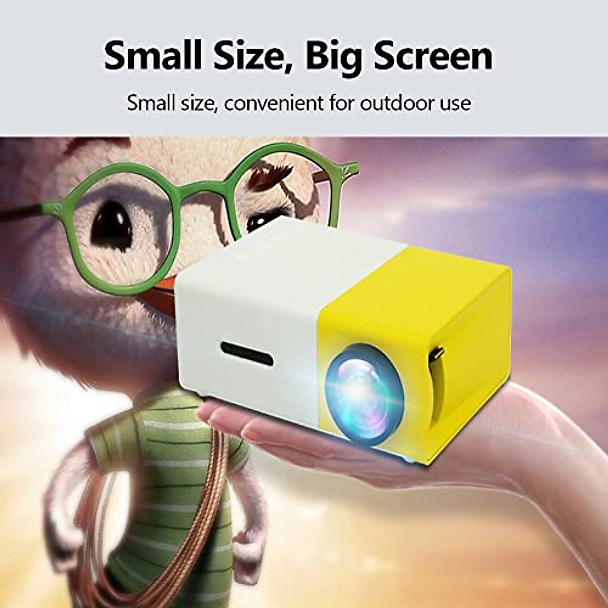 Limouyin YG300 Mini Video Projector,4 : 3 LED HDMI Full HD Outdoor Movie Projector,USB Portable Home Theater Video Projector for,Gift for Christmas,Kids Projector