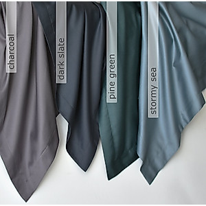 Solid Color Egyptian Cotton Duvet Cover Luxury Bedding Set High Thread Count Long Staple Sateen Weave Silky Soft Breathable Pima Quality Bed Linen (Queen, Stormy Sea)