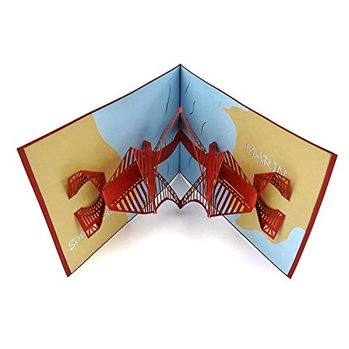 PopLife Golden Gate Bridge 3D Pop Up Greeting Card for All Occasions - Travellers, Architecture, History Lovers - Folds Flat for Mailing - Birthday, Graduation, Retirement, Anniversary, Thank You