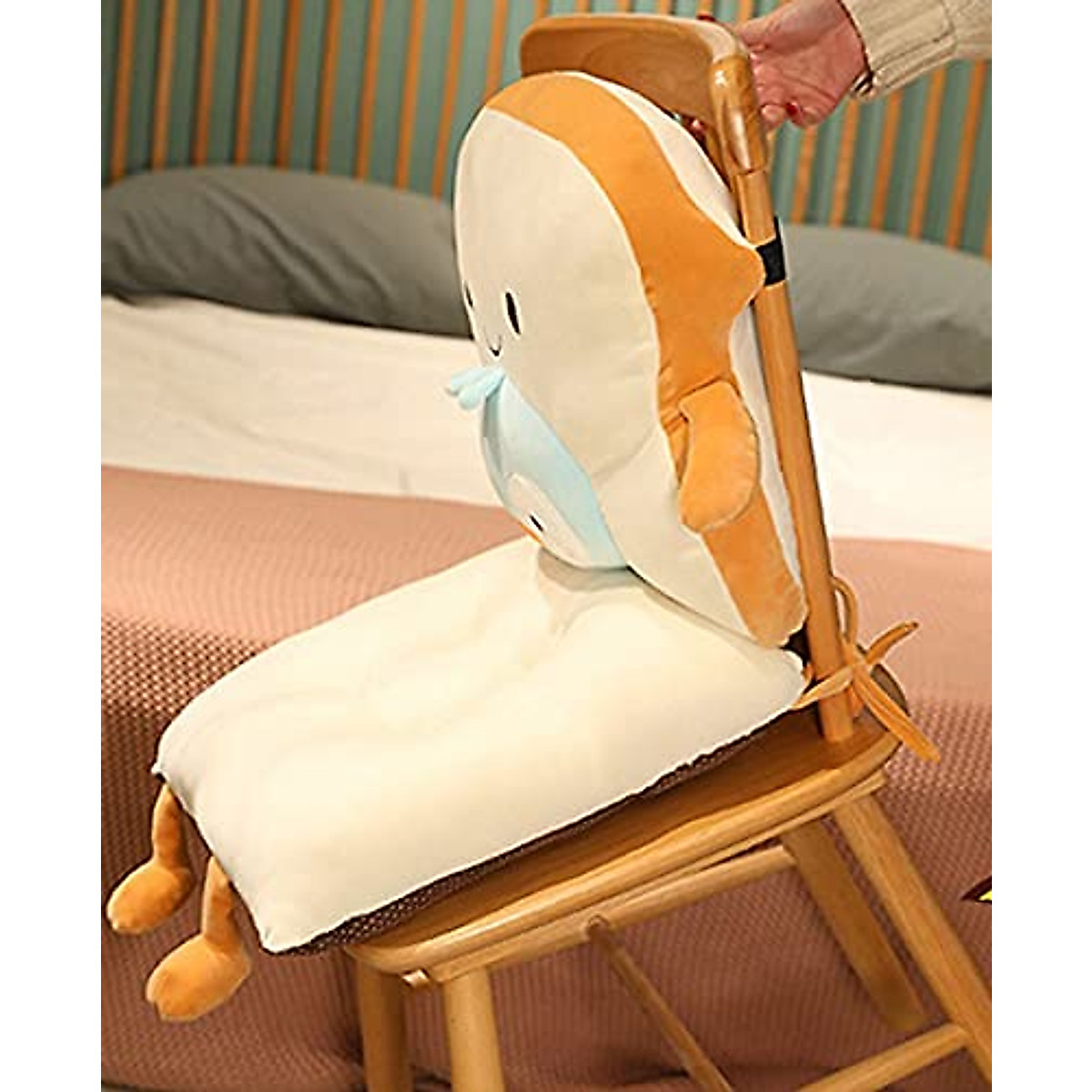 ChezMax Chair Cushion Plush Detachable Seat Back Cushion with Ties Thickened Chair Pads Toast Cartoon Waist Pillow for Outdoor Car Office Patio Bedroom Living Room Strawberry