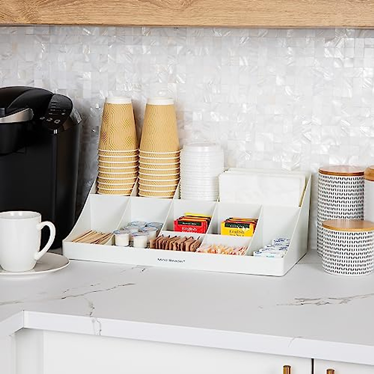 Mind Reader ' Pioneer' Breakroom Organizer 11 Compartment Condiment Holder, White