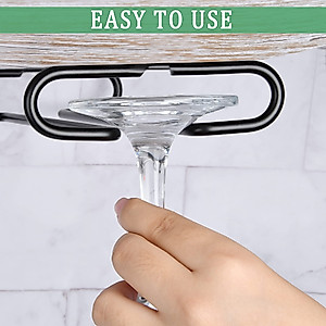 Milkary 4 Pack Steamware Wine Glass Hanging Rack, Metal Stemware Holder Storage Wall Mount Under Cabinet Kitchen Bar Pub, Black