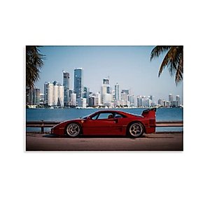 klloq Ferrari F40 Super Sports Car Poster 3 Canvas Poster Wall Art Decor Print Picture Paintings for Living Room Bedroom Decoration Unframe 24x36inch(60x90cm)