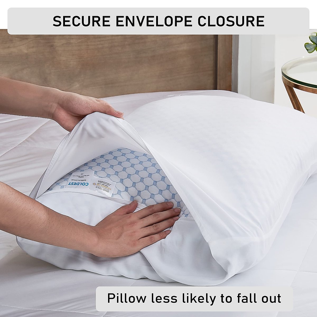 Coldest Pillow Cases Set of 2 - Pillowcase 2 Pack with Envelope Closure, Breathable Pillow Case - 100% Viscose Derived from Bamboo
