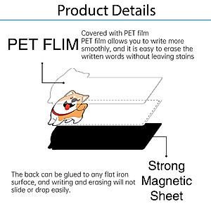 Magnetic Dry Erase Whiteboard for Fridge(Set of 6),Cats and Dogs Funny Magnetic,Small Magnet Fridge Message Boards for Kitchen Refrigerator Reminder Sticker, Planner, Grocery List