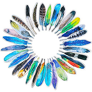 MWOOT 30Pcs Feather Shape Paper Bookmarks,Feather Colorful Paper Clips Bookmark Set ,Creative Book Markers Gifts for Kids Women Men Girls(30 Styles)