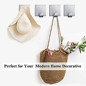 Fotosnow Wall Adhesive Hooks Heavy Duty Waterproof Stainless Steel Hooks for Hanging Coat, Hat Towel Robe-Bathroom and Bedroom-8 Packs