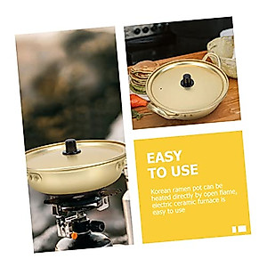 Pot Rice Cooker Steamer Instant Hotpot Asian Ramen Aluminum Ramyun Cooker Pan Korean Traditional Pot Cooking Noodles Pot Ramen Pot Yellow Aluminum Alloy Pot Food French Golden