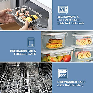 DASAAN 10 Piece Glass Food Storage Containers with 2 compartment and Airtight Lid, Glass Meal Prep Containers, Easy Stack Containers, Freezer to Oven, Microwave and Dishwasher safe